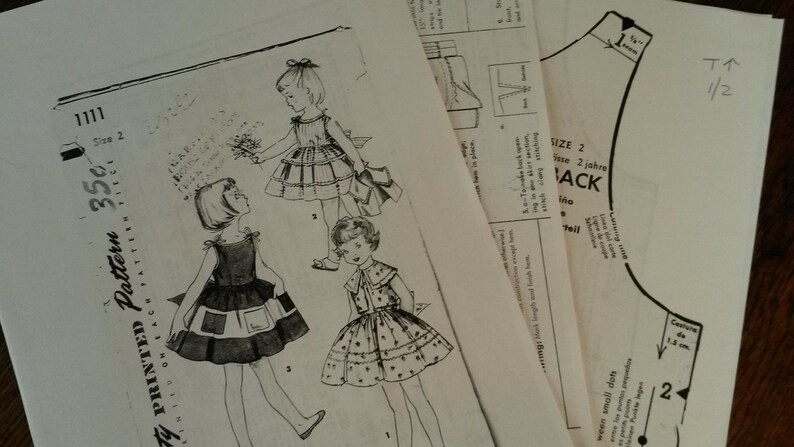 Simplicity 1111 Photocopy of Vintage 50s Darling Toddler Girls Dress ...
