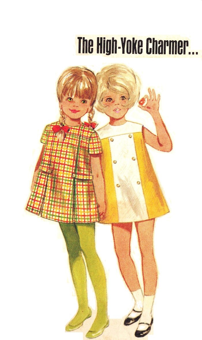 Butterick 4848 Photocopy of Super Cute Vintage 60s Toddler Girls A-line ...