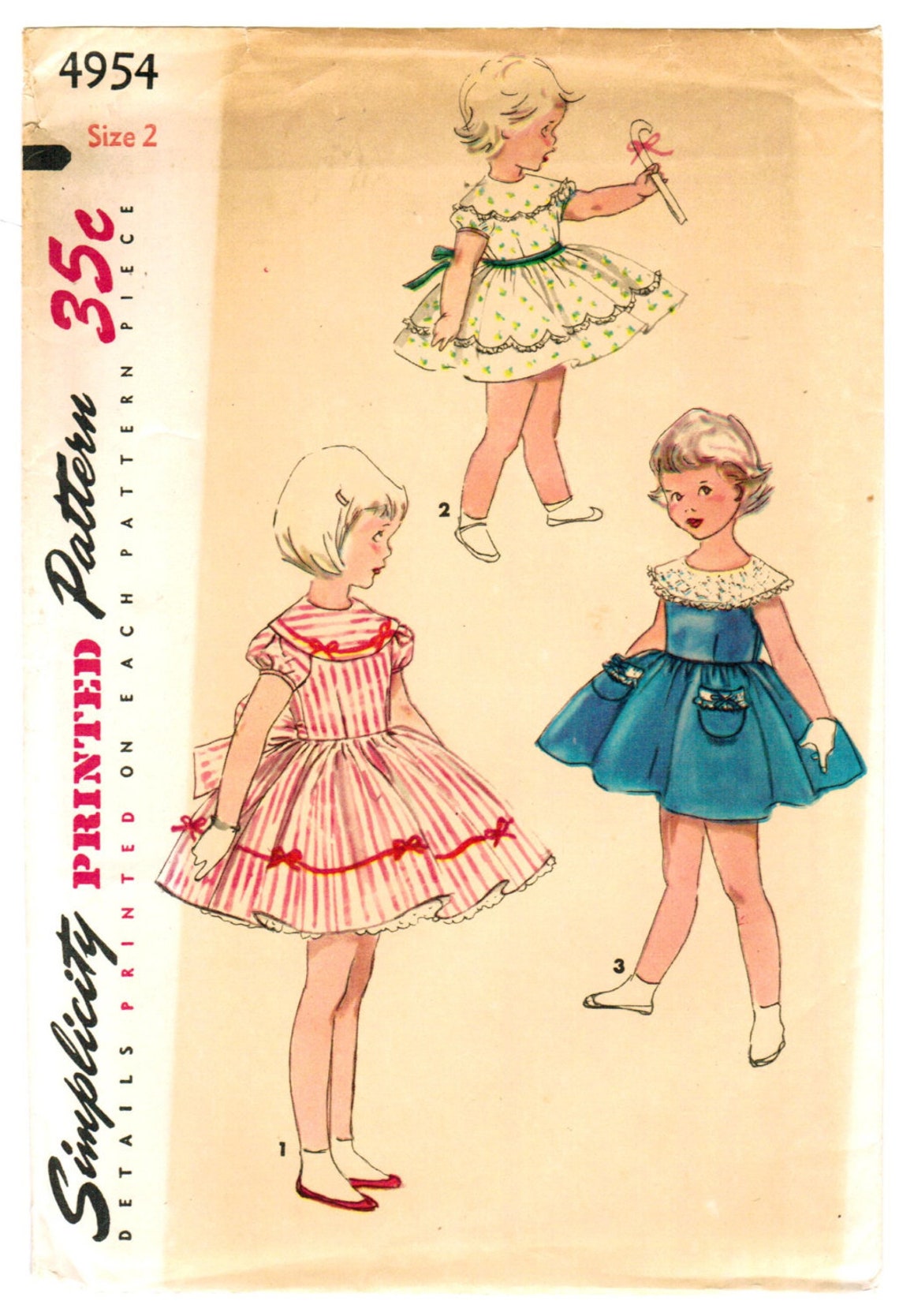 Simplicity 4954 UNCUT & Factory Folded Adorable Vintage 50s - Etsy