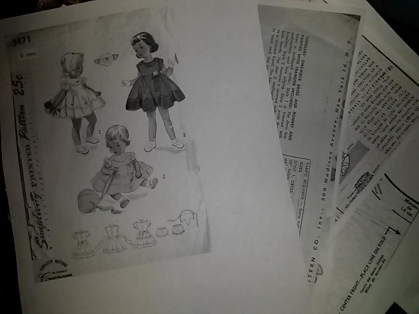 Simplicity 3471 Photocopy of Vintage 50s Super Cute Baby Girls Dress ...