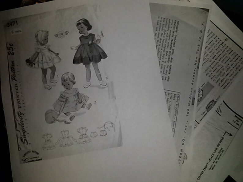 Simplicity 3471 Photocopy of Vintage 50s Super Cute Baby Girls Dress ...