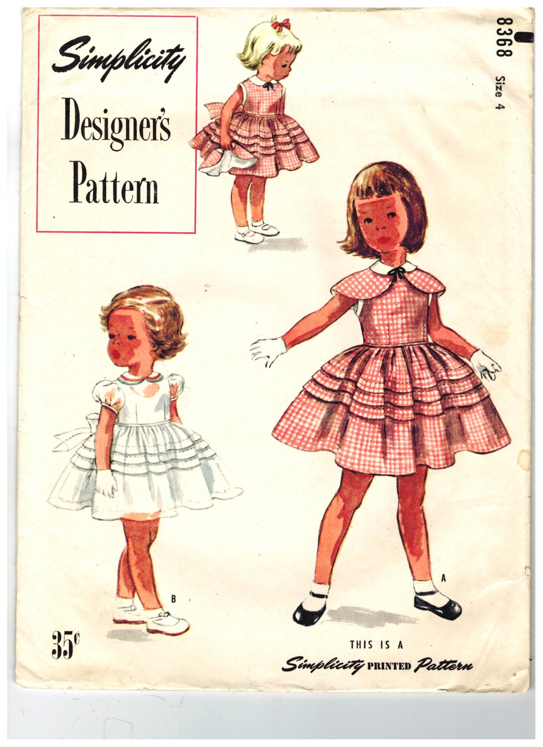 Simplicity 8368 UNCUT and FF Vintage 50s Girls One Piece Dress - Etsy