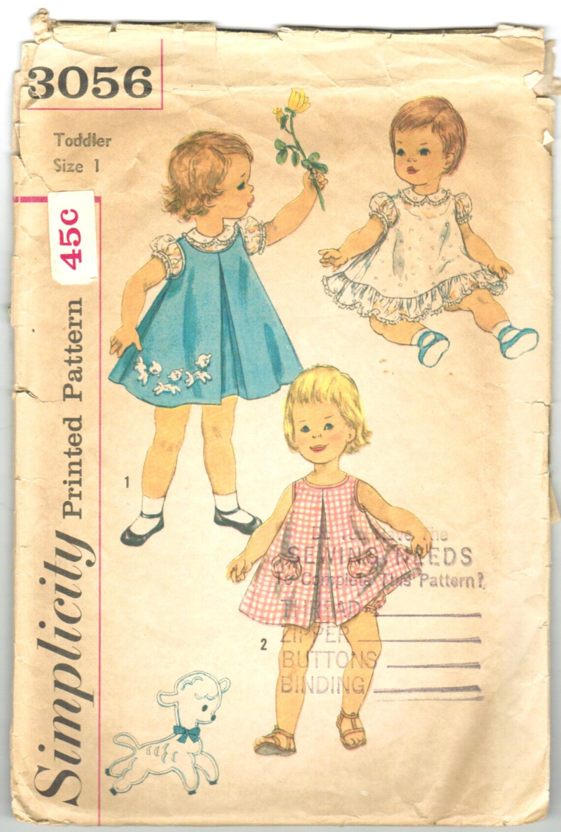 Simplicity 3056 Photocopy of Vintage 50s Super Adorable Toddlers Dress ...