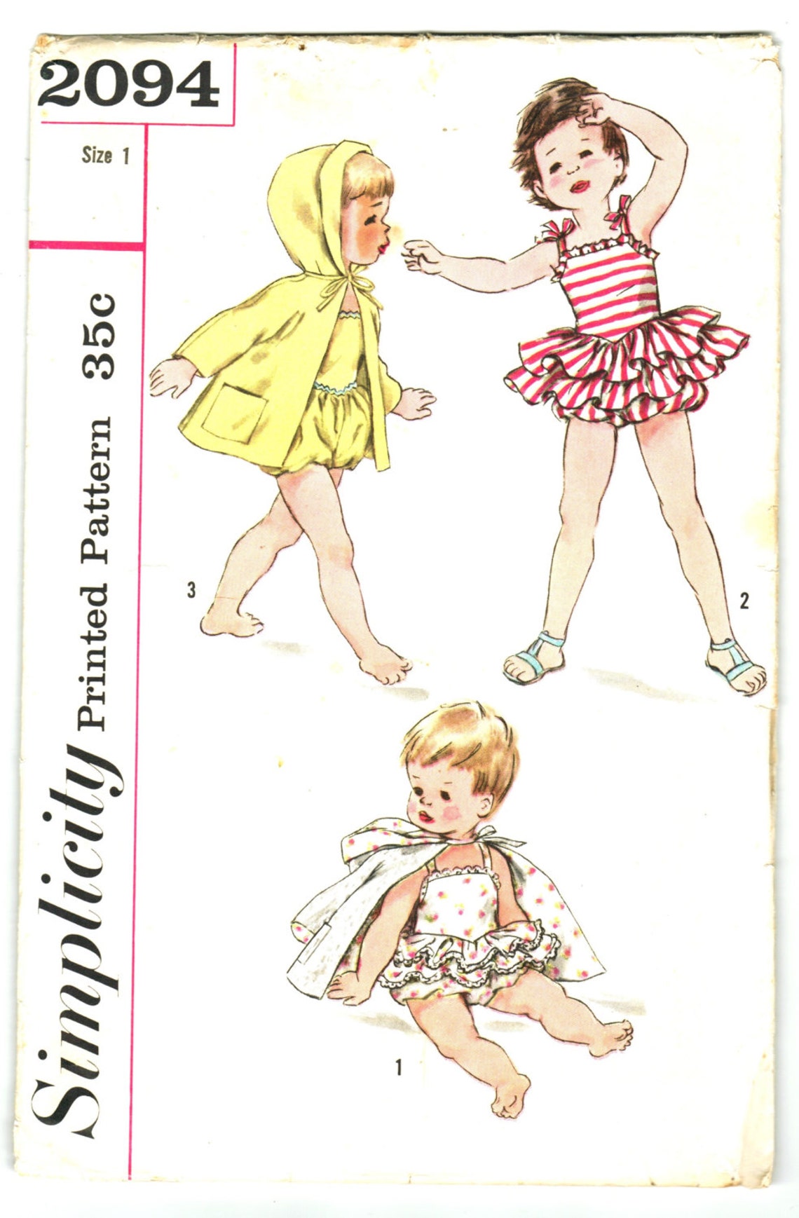 Simplicity 2094 Photocopy of Super Cute Vintage 50s Toddlers Playsuit ...
