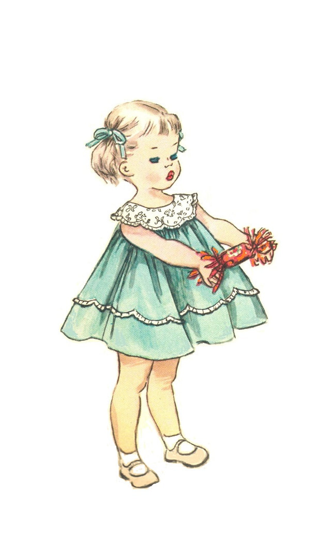 Simplicity 1112 Photocopy of Vintage 50s Toddler Girl's Scalloped Yoke ...