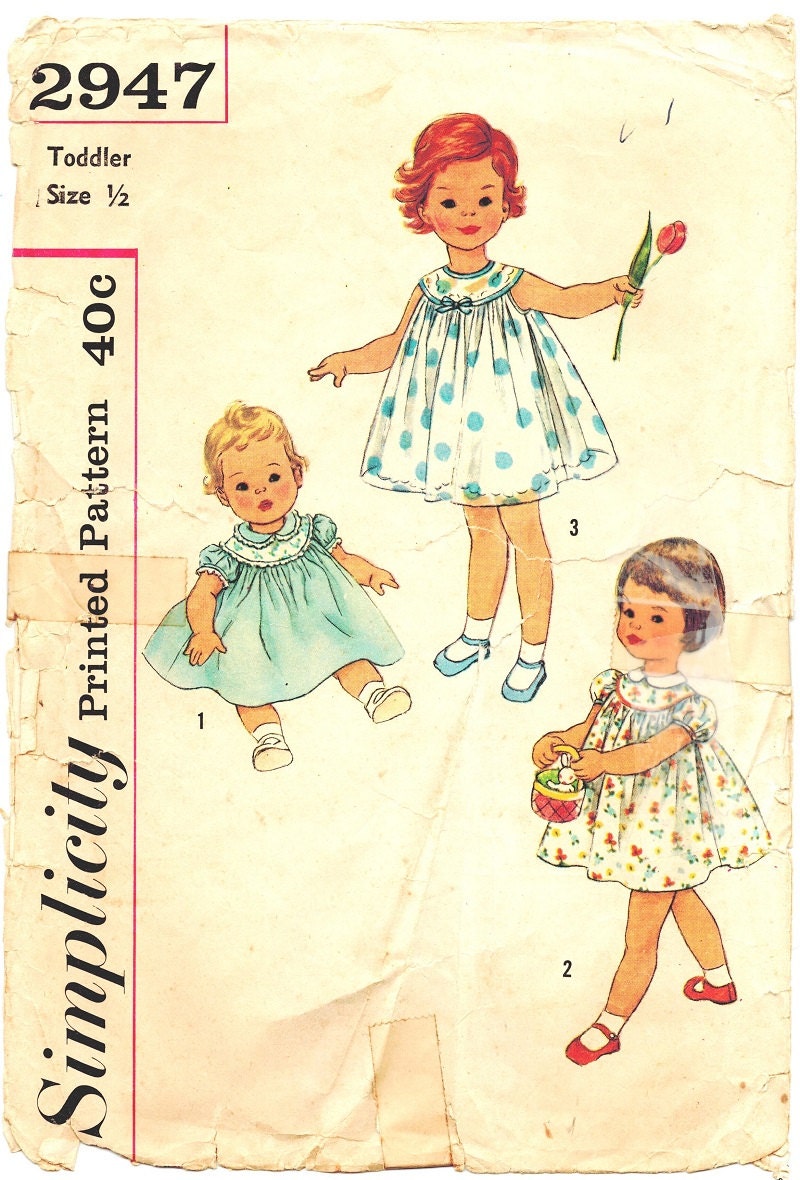 Simplicity 2947 Photocopy of Sweet Toddler Girls Yoked Sleeveless ...