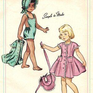 Simplicity 2890 Photocopy of Vintage 40s Toddler Girl's Playsuit, Dress ...