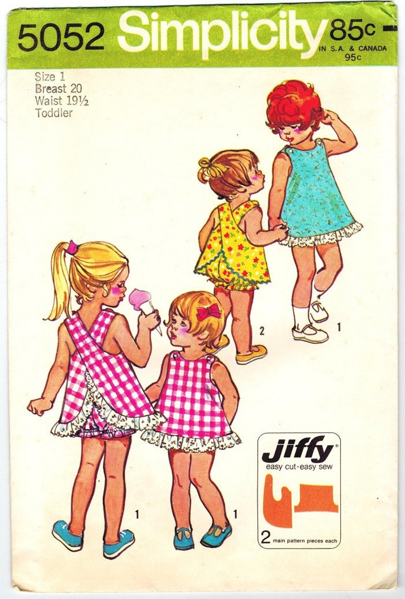 Simplicity 5052 Photocopy of Vintage 70s Toddler Girl's "jiffy" Top Sun ...