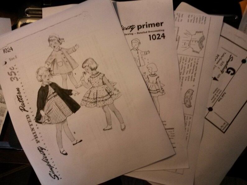 Photocopy of Simplicity 1024 Vintage 50s Toddler Girls Dress With ...