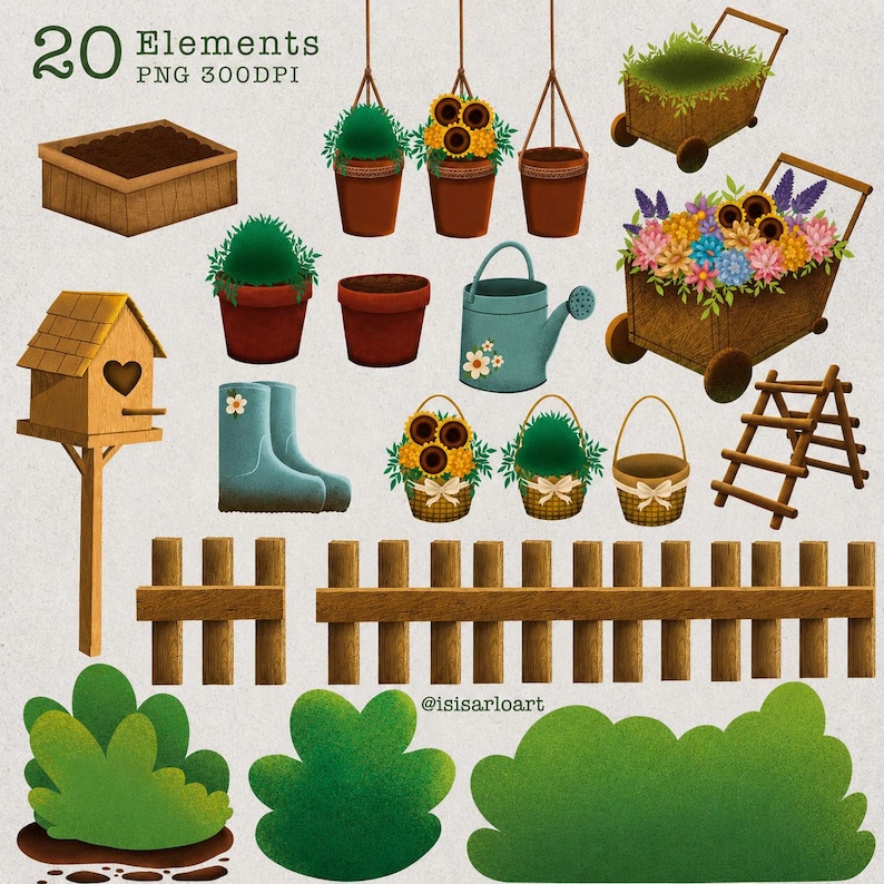 Garden Clipart Bundle, Kids, Flowers, Bees, Ladybugs, Digital Papers ...