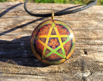Golden Fire Sri Yantra Mandala Orgone Vortex Tesla Orgonite Pendant EMF ...