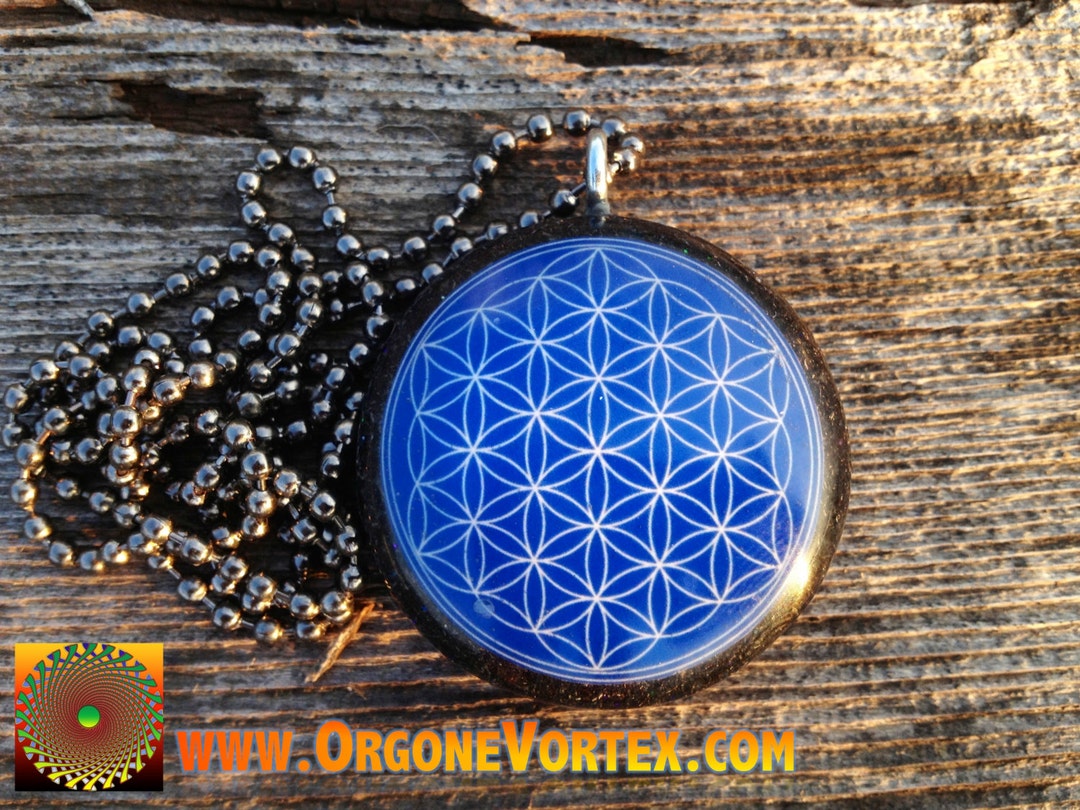 Flower of Life Blue & White Sacred G Orgone Vortex Tesla Orgonite ...