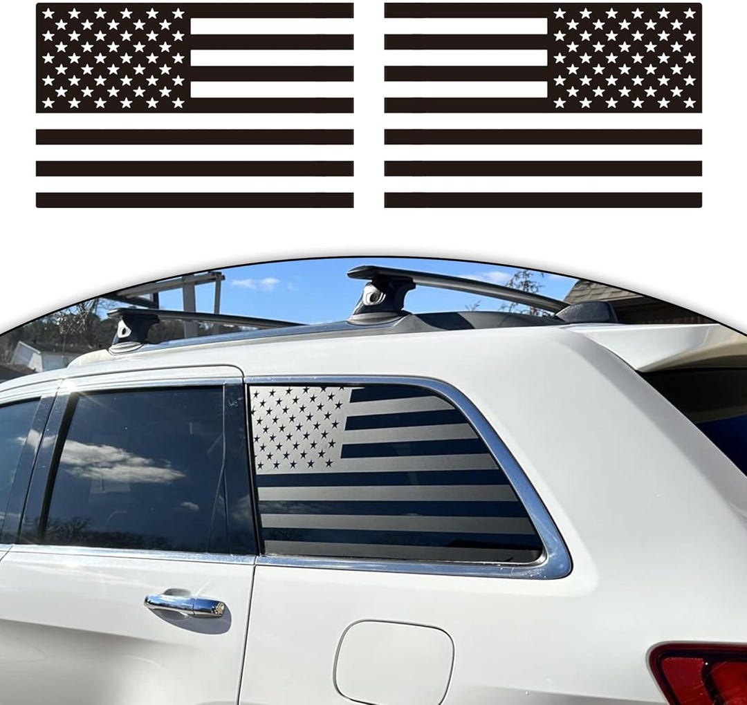Matte Black American Flag Window Decals Pair | Large SUV Truck Vinyl ...