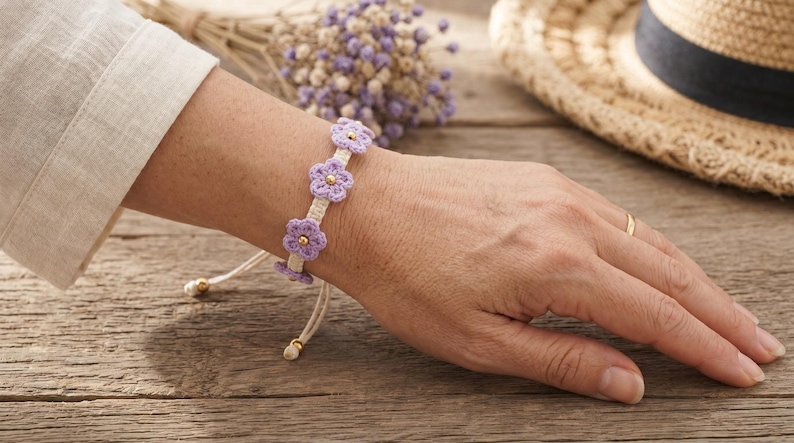 Crochet Flower Bracelet Pattern PDF | Gift Your Girlfriend | Beginner ...