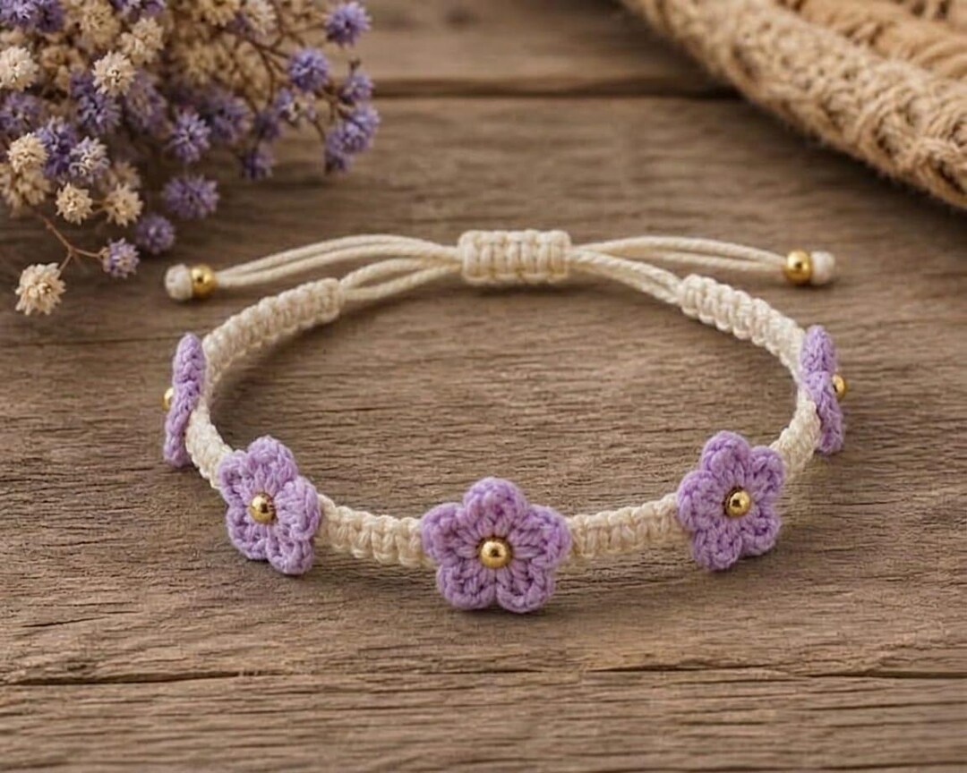 Crochet Flower Bracelet Pattern PDF | Gift Your Girlfriend | Beginner ...