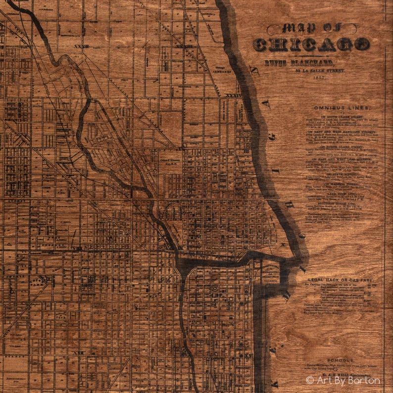 Chicago Map Framed Silkscreen Print on Wood | Etsy