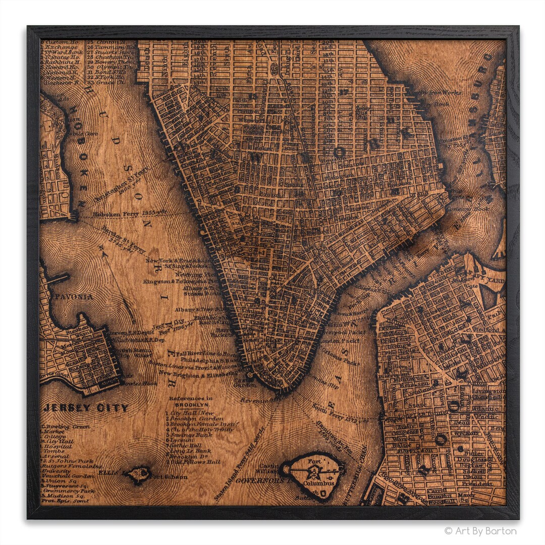 NYC New York Map on Wood 24x24 - Etsy