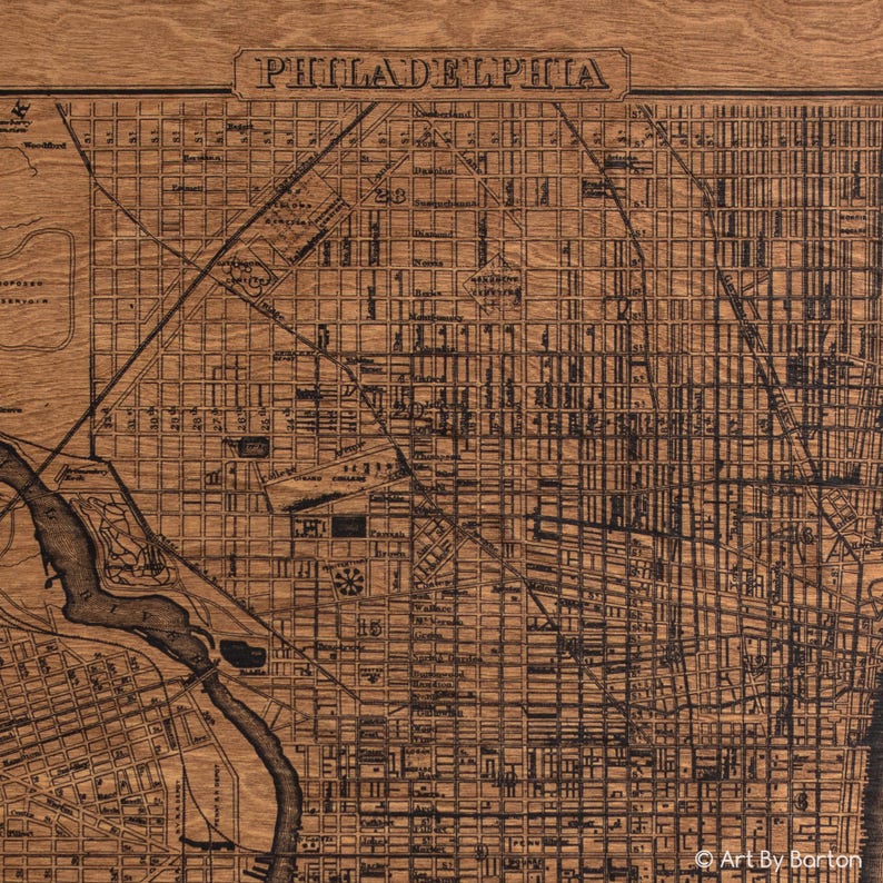 Philadelphia Map Framed Silkscreen Print on Wood | Etsy