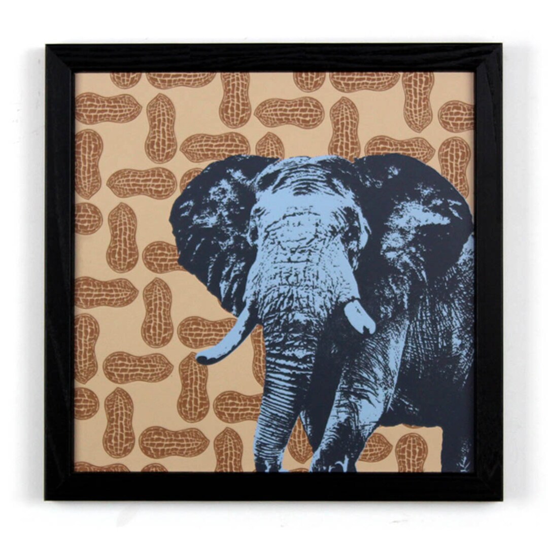 Elephant With Peanuts, Framed Silkscreen Print - Etsy