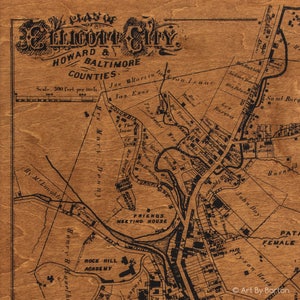 Ellicott City Map Framed Silkscreen Print on Wood - Etsy