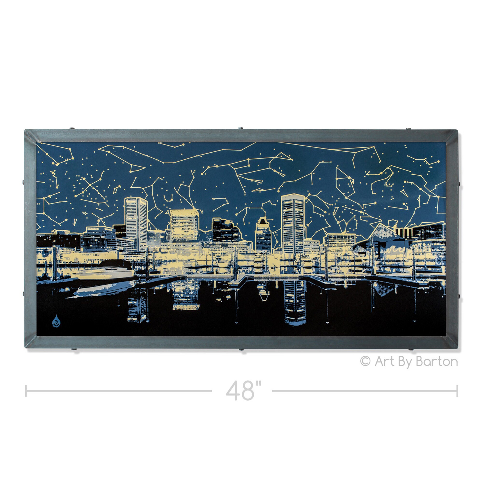 Baltimore Skyline With Star Map - Maryland Wall Art - Inner Harbor - Etsy