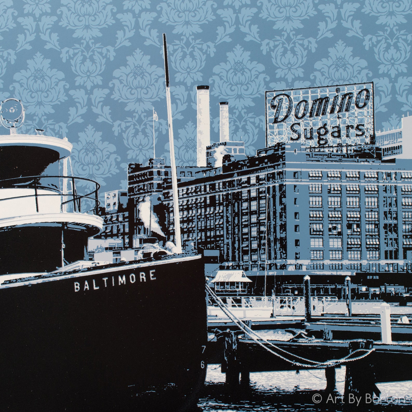Domino With Baltimore Tug Framed Silkscreen Original Art Print - Etsy
