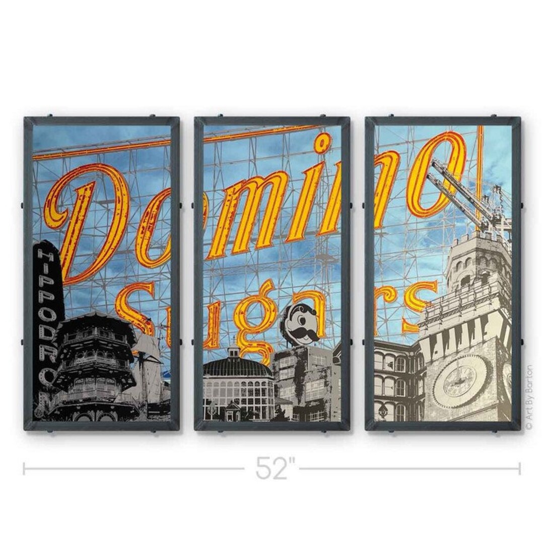 Domino Sugars Triptych Framed Silk Screen Print Baltimore Maryland - Etsy