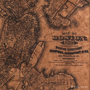 Boston Map Framed Silkscreen Print on Wood - Etsy