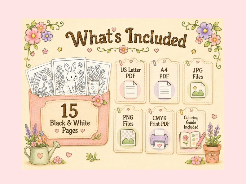 Flower Shop Coloring Pages, Cozy Garden, 15 Bold Easy Printable PDF ...