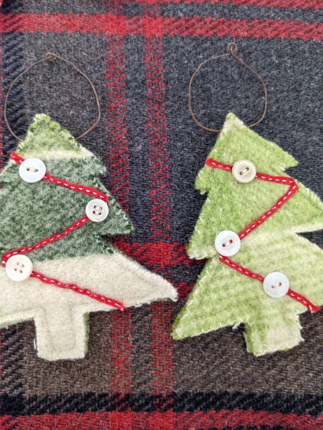 Christmas Tree Upcycled Wool Decoration. - Etsy