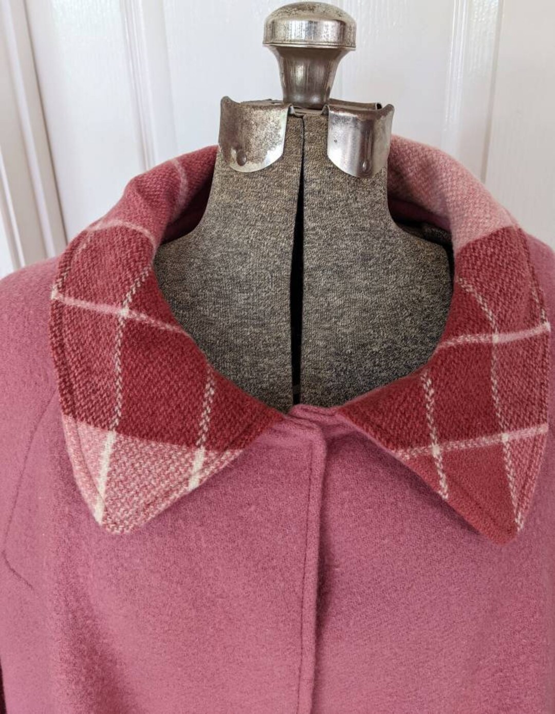 Cottagecore Rose Wool Swing Coat: Upcycled Plaid Collar - Etsy
