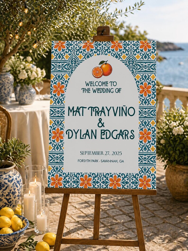 Summer Citrus Wedding Sign Templates, Italian Mediterranean Bundle ...