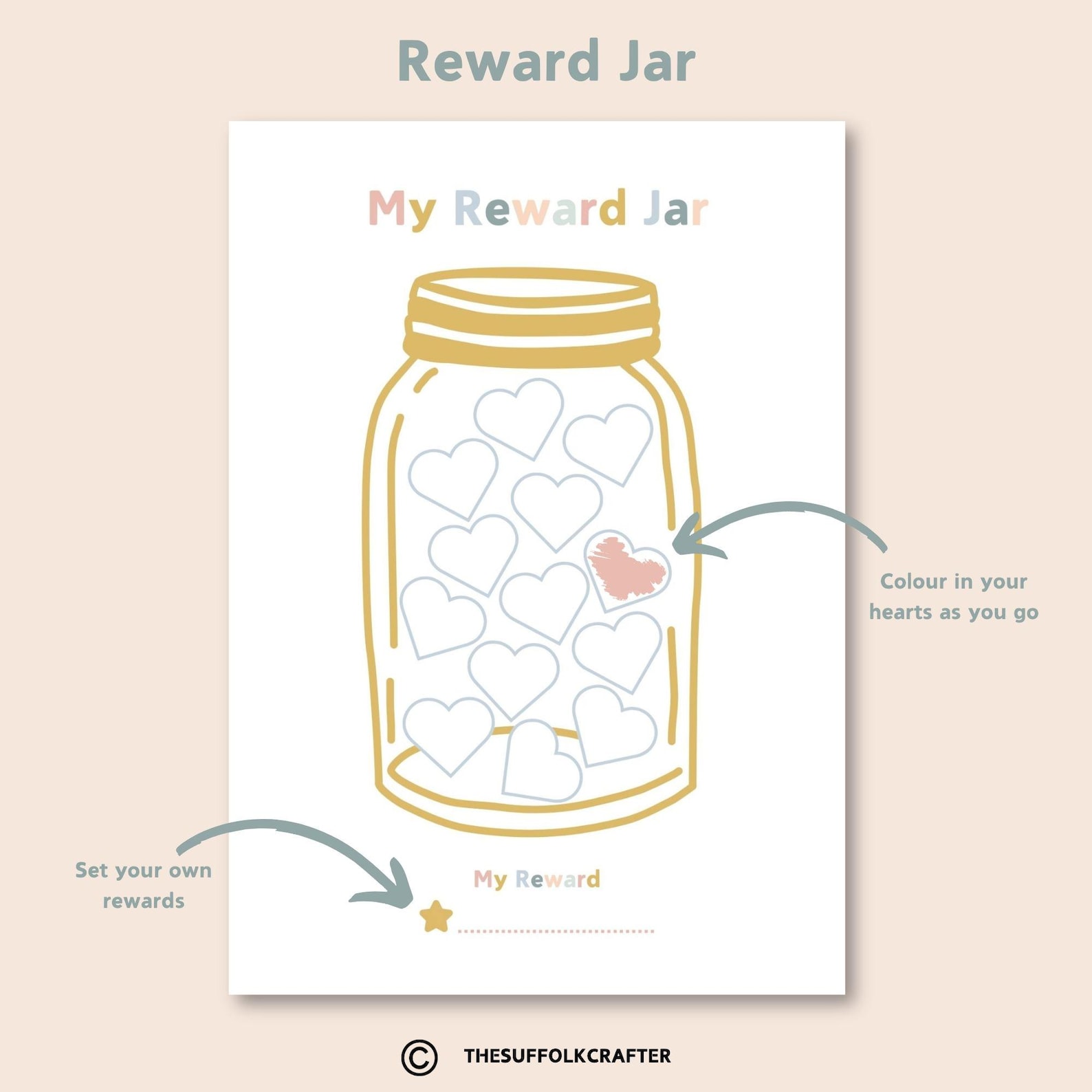 Printable Reward Jar | Behavior Chart | Kids Reward Chart | Reward ...