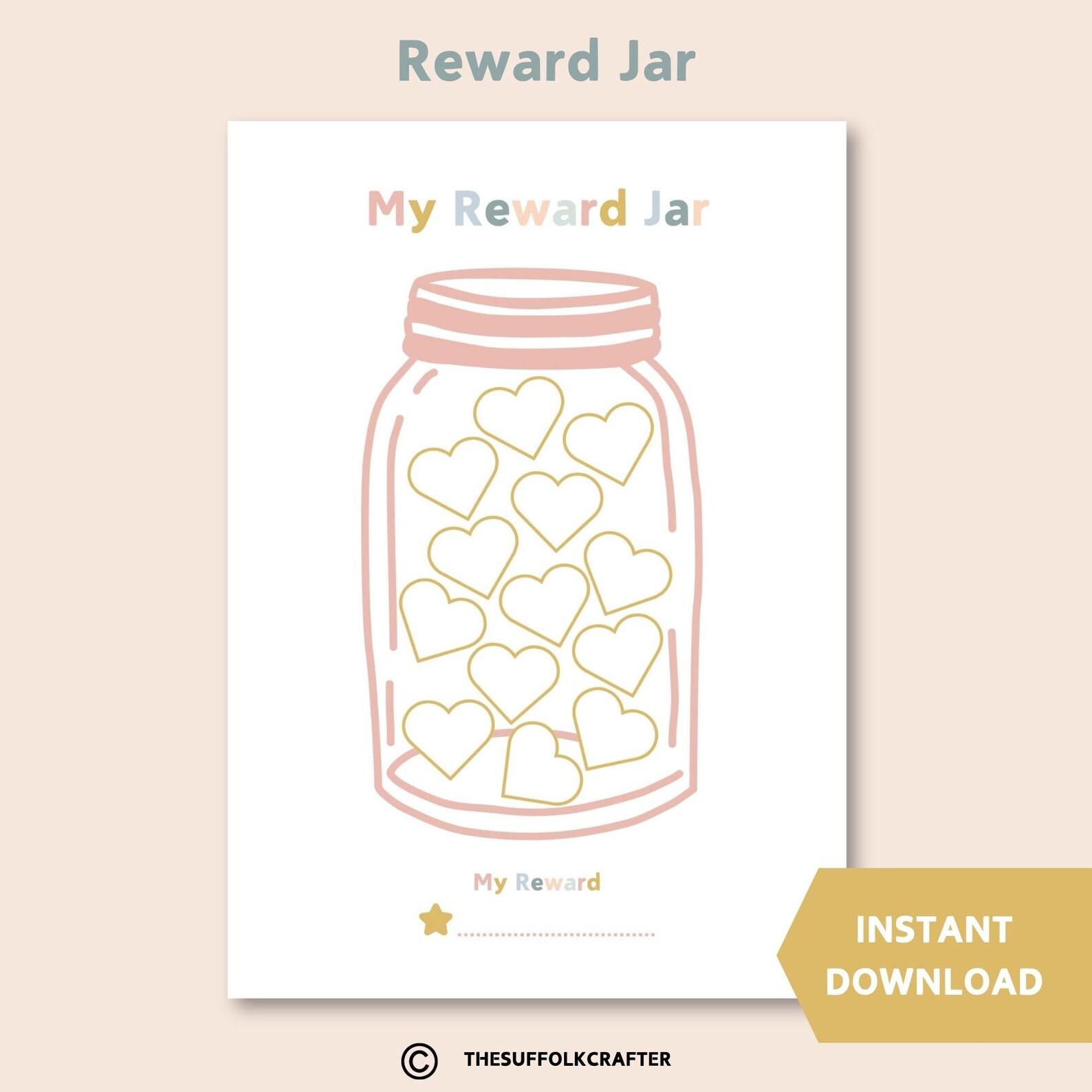 Printable Reward Jar | Behavior Chart | Kids Reward Chart | Reward ...
