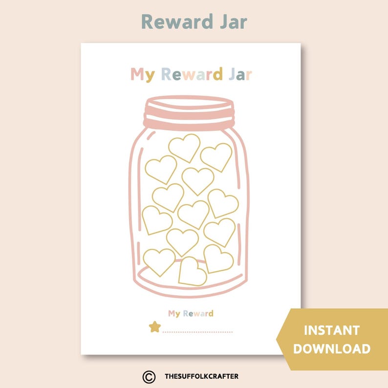 Printable Reward Jar | Behavior Chart | Kids Reward Chart | Reward ...