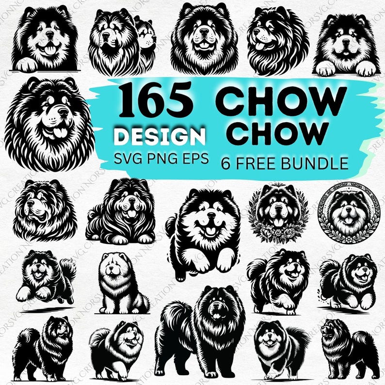 165 Chow Chow SVG Bundle Dog Clipart PNG EPS Cut Files for Cricut ...