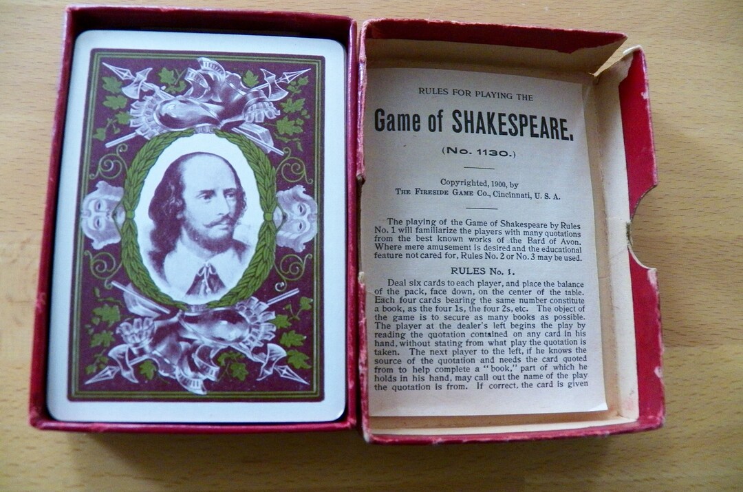 Rare Antique 1901 SHAKESPEARE CARD GAME Great Condition Original Box W ...