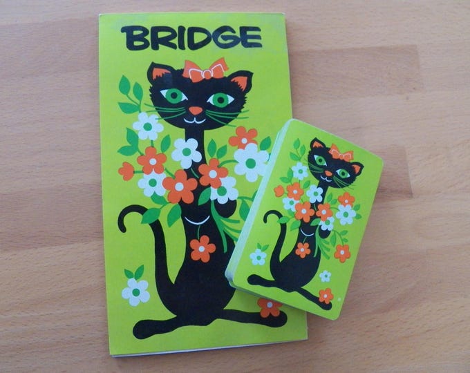 Mid Century Modern KITTY BRIDGE SET Deck of Cards & Bridge Tally ...