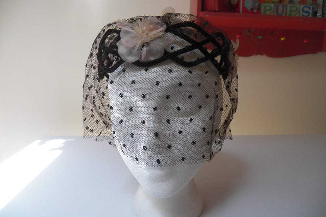 Mid Century LADY'S JULIET HAT With Flowers and Veil Excellent Condition ...