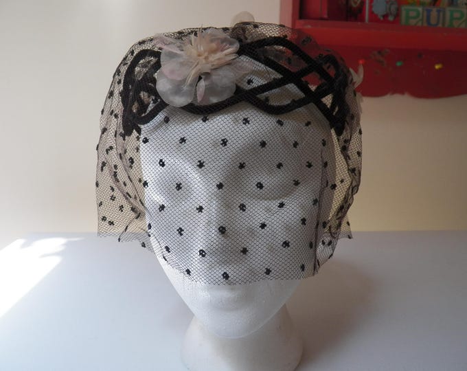 Mid Century LADY'S JULIET HAT With Flowers and Veil Excellent Condition ...