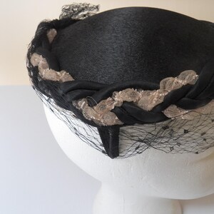 1950's JULIET CAP HAT Black Veil and Woven Lace & Beads Unique Rare ...