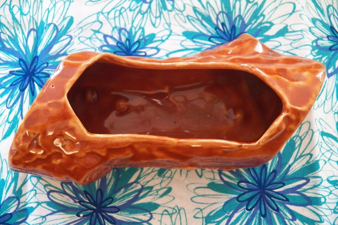 Mid Century CERAMIC LOG PLANTER Great for Succulents Cacti Perfect With ...