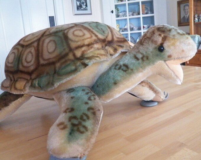 Rare 1950s Steiff Snuggy Slo Turtle Footstool Mohair Tortoise Great