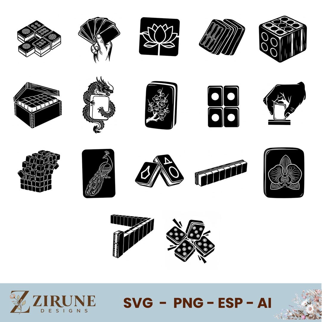 Mahjong SVG, SVG Bundle, Mahjong Clipart, Mahjong Silhouette, Mahjong ...