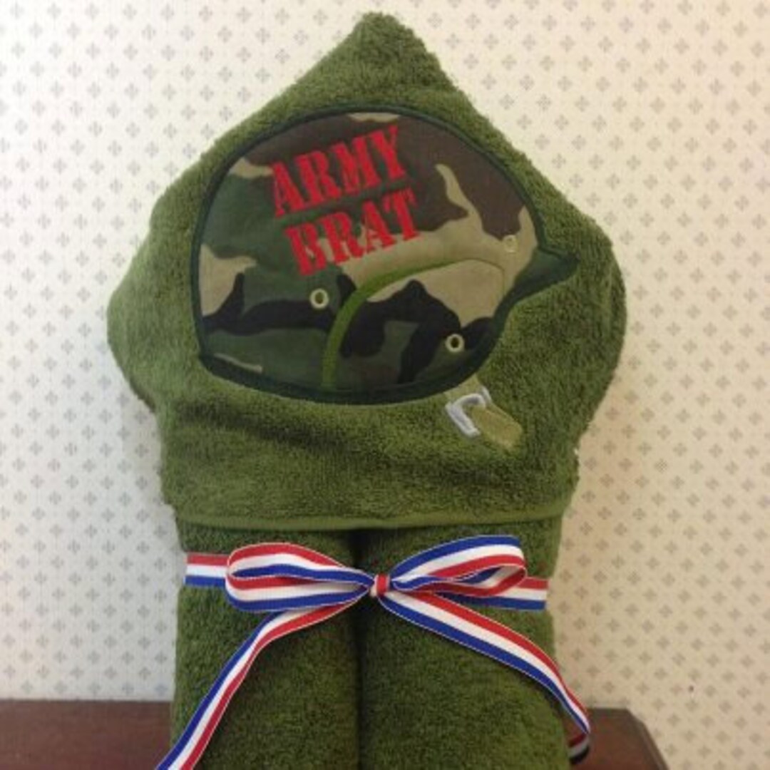 Military Helmet Army Brat Hooded Bath Towel - Etsy