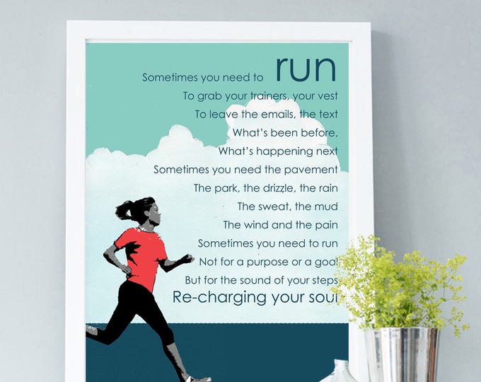 Women's Running Poem Print - Gift for Runner - Etsy