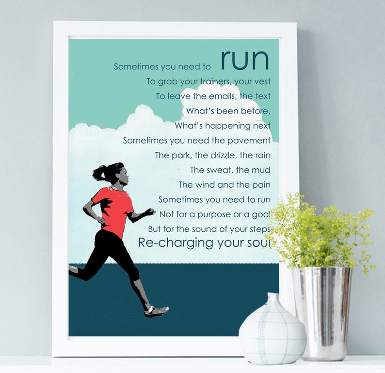 Women's Running Poem Print Gift for Runner - Etsy