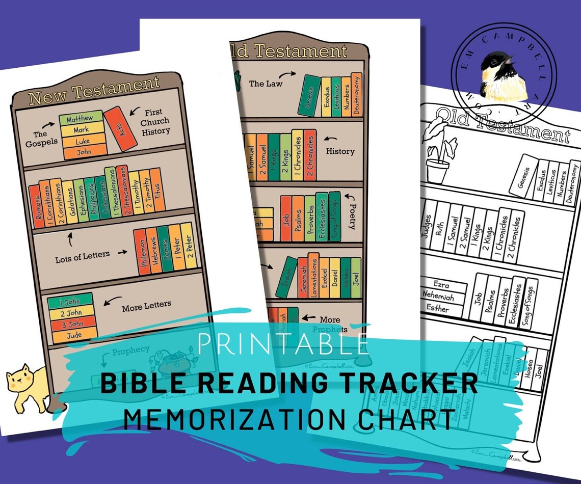 Reading Tracker Books of the Bible Memorization Chart Bible Worksheet ...
