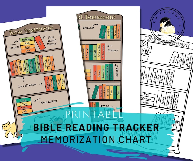 Reading Tracker Books of the Bible Memorization Chart Bible Worksheet ...