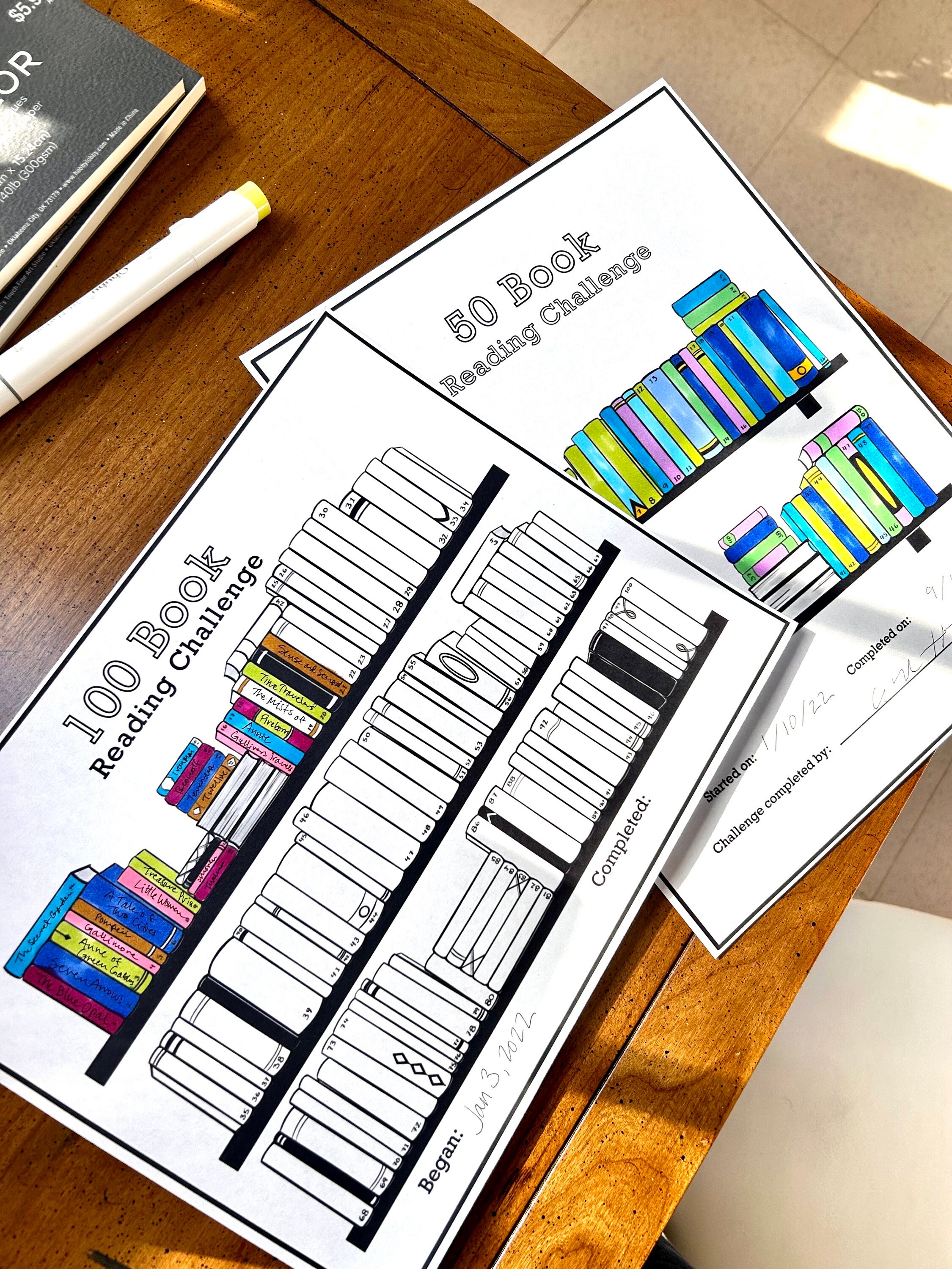 Reading Tracker 100 Book Challenge Worksheet Reading Tracker Bookmark ...